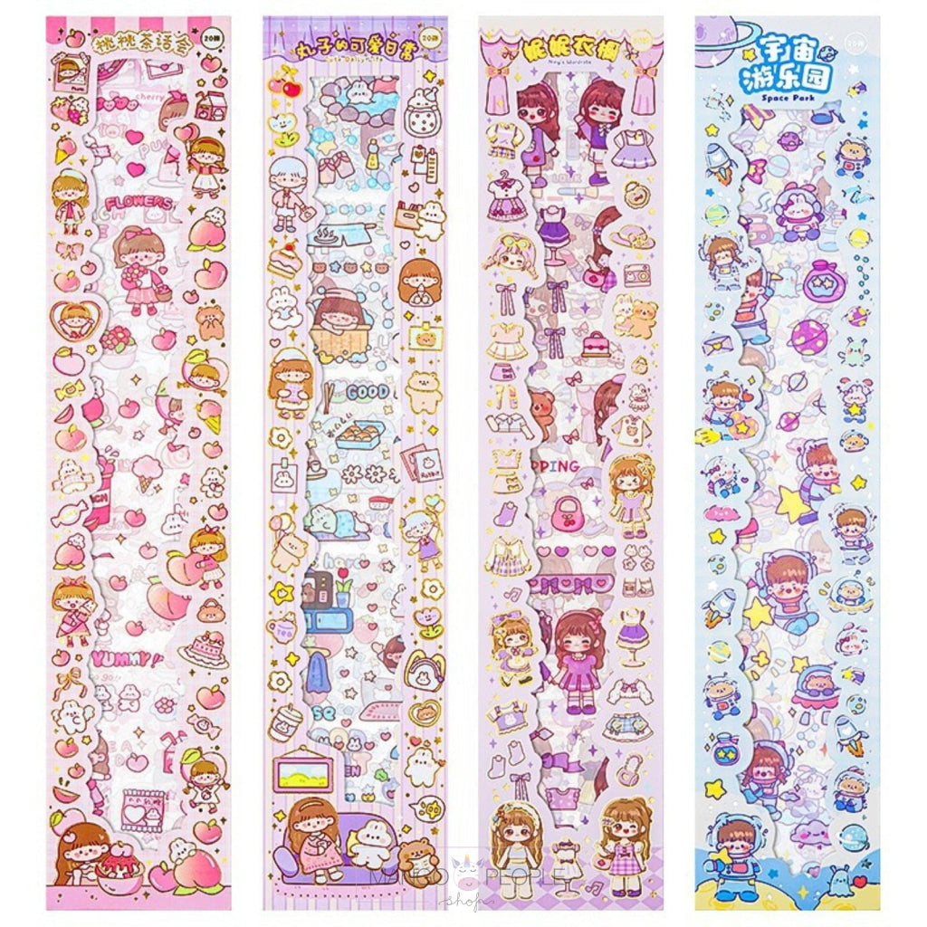 Kawaii Cute and colorful Cartoon Theme Sticker Sheet Set (Pack of 20 S ...