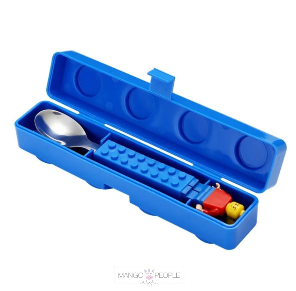 BUILDING BLOCKS DESIGN LEGO STAINLESS STEEL SPOON AND FORK CUTLERY SET ...