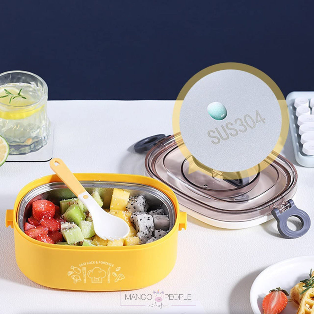 New Stainless Steel Lunch Box For Kids With One Compartment And A Fork ...